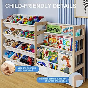 Large Toy Storage Organizer with 12 Toy Bins, Toy Organizers and Storage with Bookshelf for Kids, Playroom Organization and Storage Bins