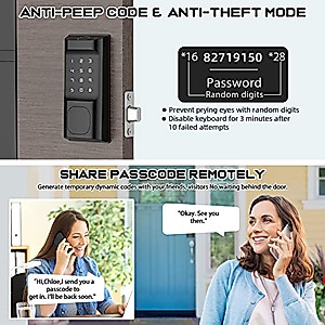 Keyless Entry Door Lock with App Control - Hopeace Fingerprint Door Lock - Electronic Touchscreen Keypad - Smart Locks for Front Door - Zinc Alloy Smart Deadbolt - Auto Lock - Easy Installation