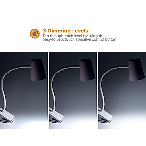 Bostitch Office Adjustable LED Clamp Light, Compact Design, Flexible Neck, Flicker Free, Suction Cups for Stable Installation, White (LED2103)