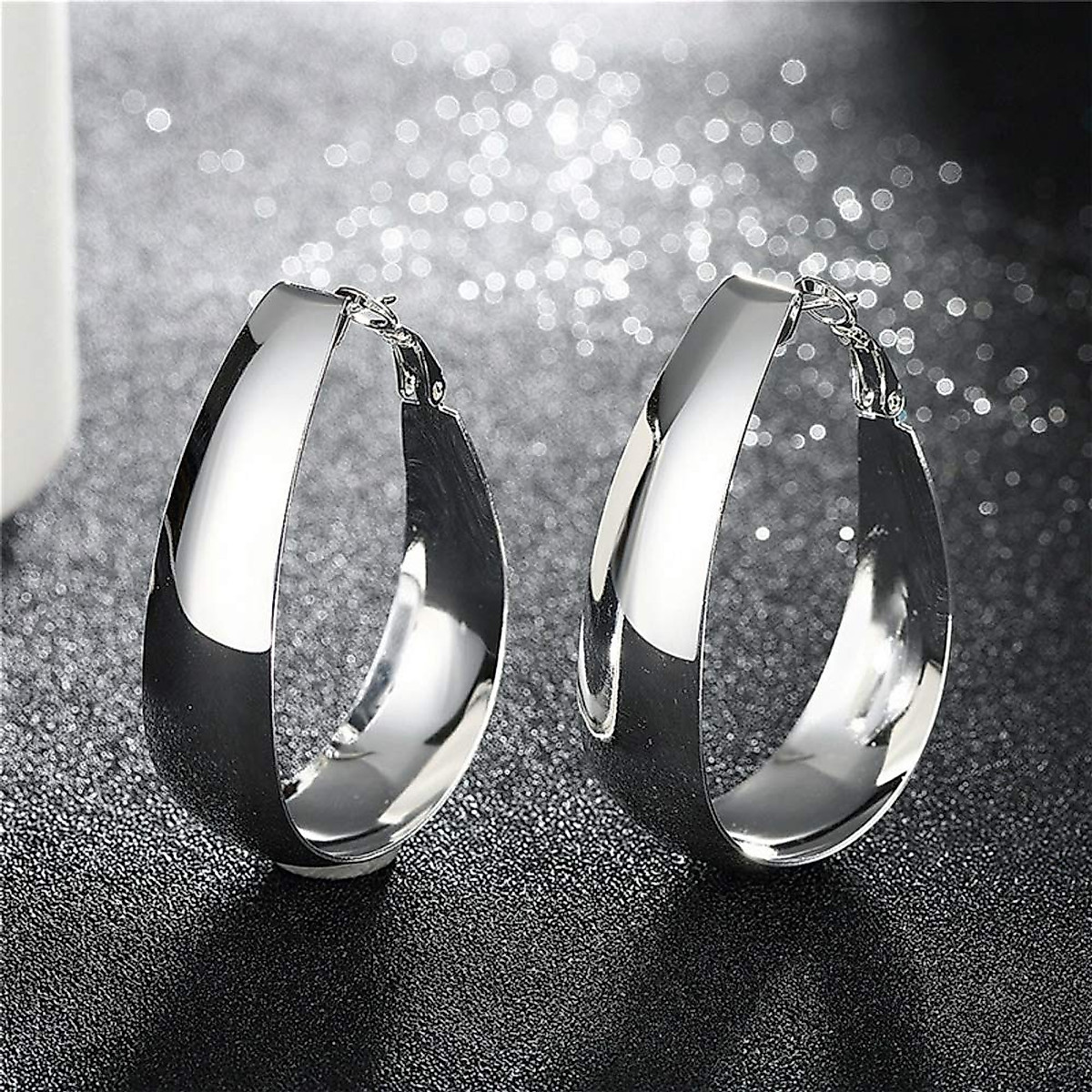 Kemstone Brushed Satin Silver Big Hoop Earrings Statement Earrings Jewelry for Women