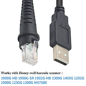 Poyiccot Barcode Scanner USB Cable 2m/6.5ft, RJ45 to USB 2.0 Barcode Scanner Cable Compatible for Honey-Well Barcode Scanner 1900G-HD 1900G-SR 1902G-HD 1300G 1400G 1202G 1900G 1250G 1200G MS7580