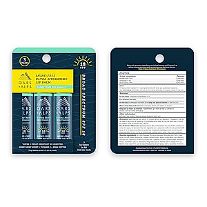 Oars + Alps Shine Free Lip Balm and SPF 18 Sunscreen, Lip Care with Sunny Mint Scent, Water and Sweat Resistant, 0.15 Oz Each, 3 Pack