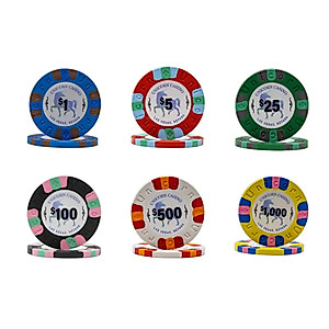 DA VINCI Unicorn All Clay Poker Chip Set with 500 Authentic Casino Weighted 9 gram Chips, Black ABS Case, 2 Decks of Plastic Playing Cards, Dealer Buttons and 2 Cut Cards