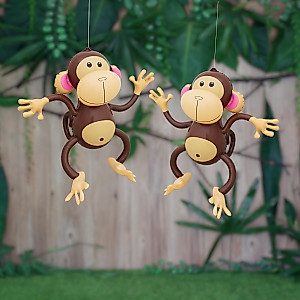 Inflatable Monkeys (4 Pack) 27 Inch Large Monkeys Inflatables For Jungle Decor, Safari Birthday Decorations, Kids Animal Party Supplies, Baby Shower Favors By 4E's Novelty