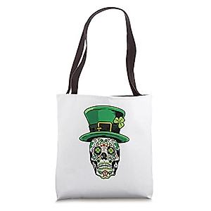 Sugar Skull Saint Patricks Day of Dead Tote Bag