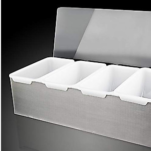 New Star Foodservice 48049 Stainless Steel Condiment Dispenser with 6 Compartments (NO ICE TRAY INCLUDED)