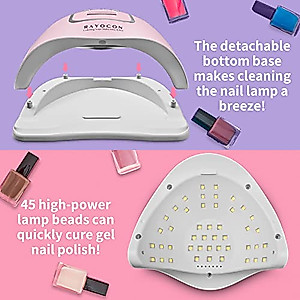 RAYOCON UV LED Gel Nail Lamp 120W, Professional UV Nail Light for Gel Polish Fast Curing with 45 Lamp Beads, Lightweight LED Gel UV Nail Dryer for Salon Home, Pink