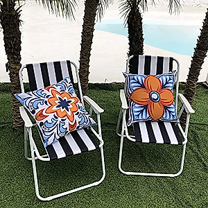 Hckot Outdoor Waterproof Throw Pillow Covers for Patio Furniture Set of 4 Floral Printed Boho Decorative Farmhouse Pillow Covers for Couch Garden Tent Balcony 18x18 inch