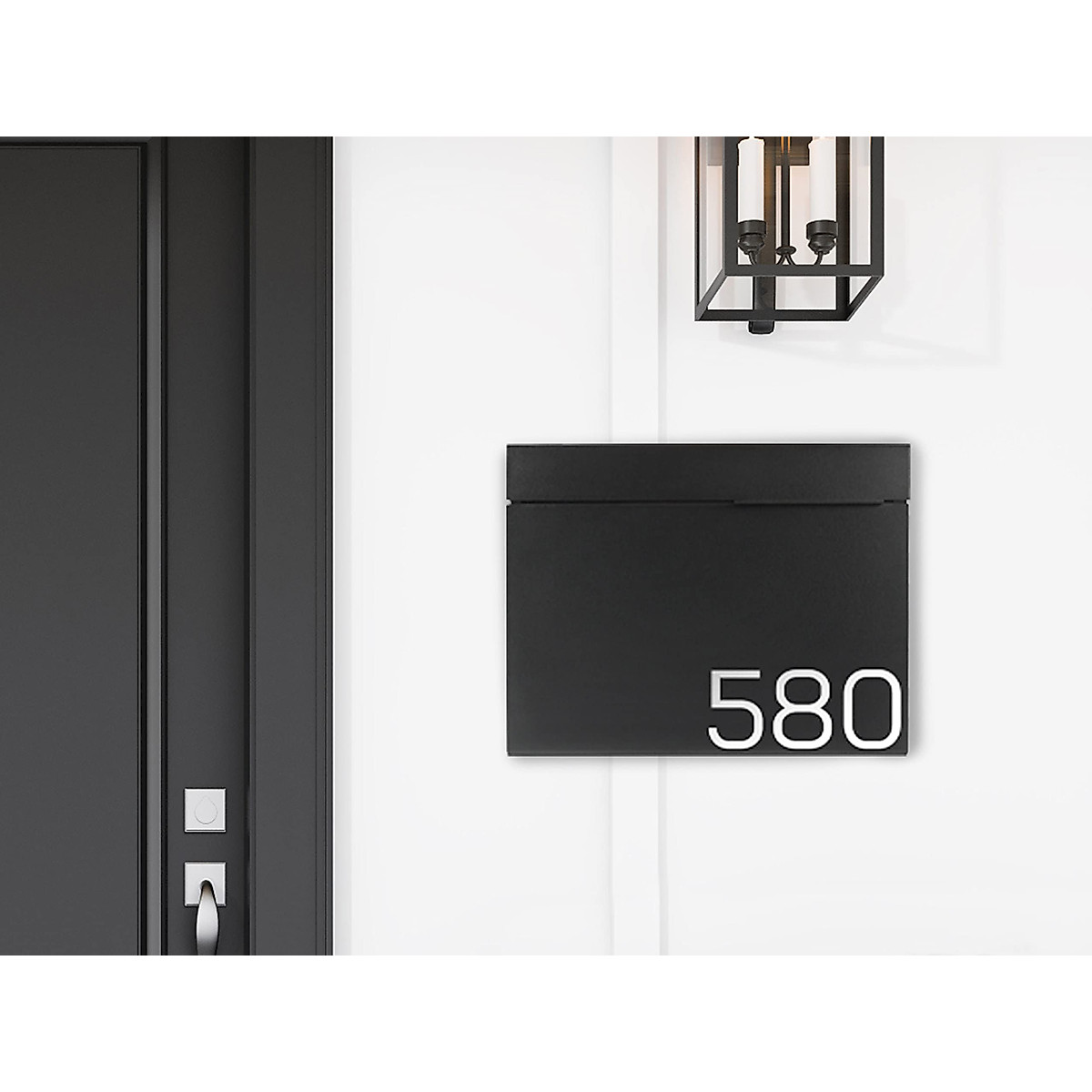 Movo Home Mailbox, Modern Wall Mounted (Herman (Black))