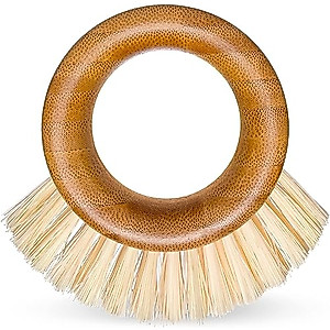 Full Circle The Ring Bamboo Vegetable and Fruit Cleaning Brush - A Versatile Scrubber for Food, Including Potatoes, Mushrooms, and Veggies with Recycled Bristles and Handle