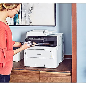 Brother MFC-L3750CDWA All-in-One Digital Wireless Color Laser Printer for Home Office, White - Print Copy Scan Fax - 24 ppm, 600 x 2400 dpi, Auto 2-Sided Printing, 50-Sheet ADF - Printer Cable