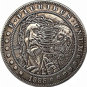 Scary Skull Head Hobo Coin, 1885 US Morgan Copy Antique Hobo Nickel Coin Commemorative Badge Toy