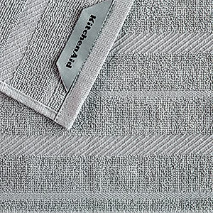KitchenAid Albany Dishcloth 8 Pack Set, Matte Grey/White, 12"x12"