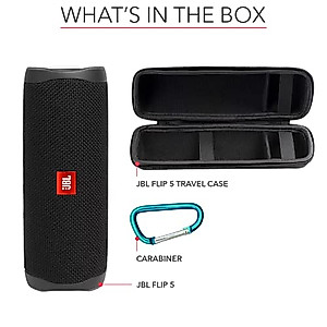 HOMEQUIP case for JBL Flip 5 with Speaker Flip 5 | Waterproof Portable Wireless Bluetooth Speaker Bundle Hard Shell Case - Rechargeable Battery, 2.5 Hours Charging, 12 Hours Playtime.