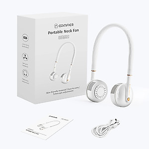 Comfier Portable Neck Fan,Hands Free Bladeless Personal Fans,Rechargeable Usb Fan,3 Speeds 360° Cooling, Wearable Personal Neck Fan for Women,Men,Kids,LED Lights,for Office Travel Outdoor Sports