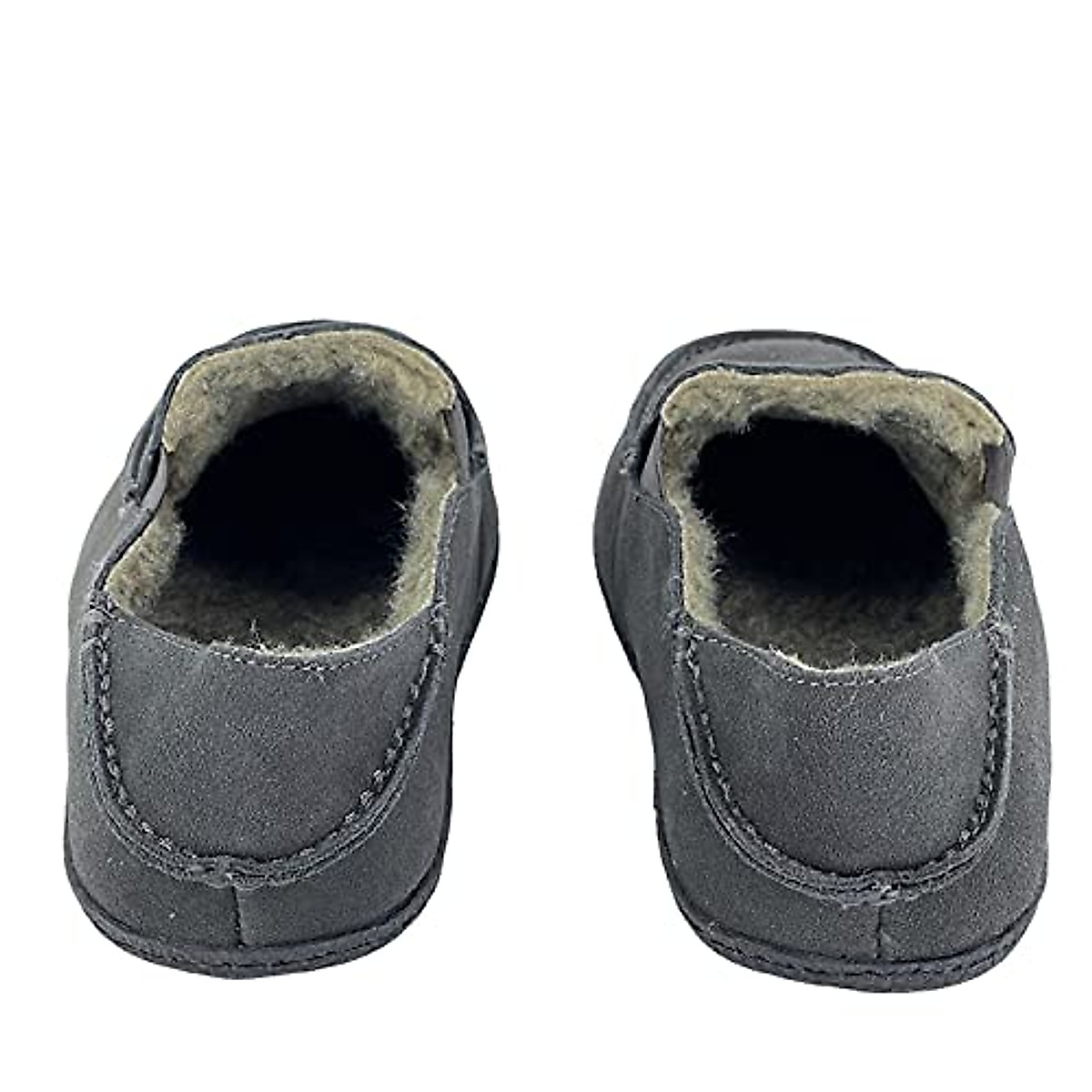 Clarks Mens Suede Slipper With Collapse Heel and Twin Gore JMH2043 - Warm Plush Faux Sherpa Lining - Indoor Outdoor House Slippers For Men (12 M US, Grey)