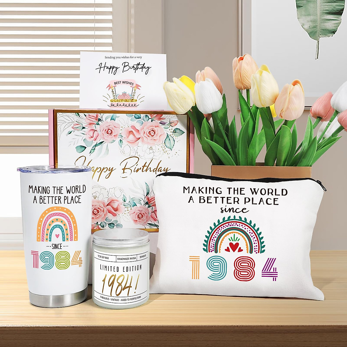 40th Birthday Gifts Women, 40th Birhtday Gifts for Her, Women 40 Gifts, 40th Gift Baskets, Unique Funny 40th Birthday Ideas, 40 Years Old Gifts for Sister Friend Mom Wife Coworker Born in 1984