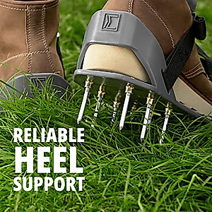Aerator Shoes - Full Set Aeration Shoes for Lawn Care - Improved Spike Shoes - Manual Gardening Tools - Grass Stitcher to Improve Grass Growing - Great Gift for Gardener (Straps with Metal Buckles)