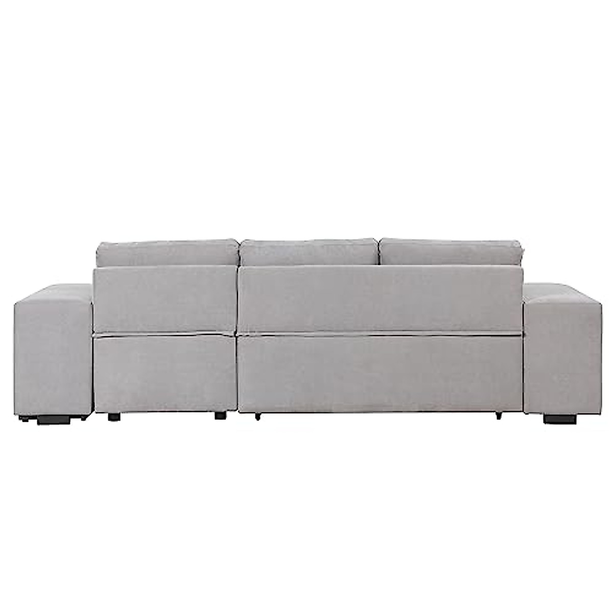 Reversible Sleeper Sectional Sofa with Pull Out Bed, Comfy Button Tufted Convertible Couch with Storage Chaise 2 Stools , 4 Seater L-Shaped Corner Sofabed Furniture Set for Living Room, Small Space