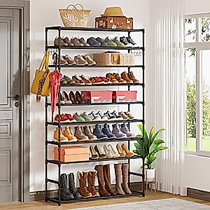 Tribesigns 10 Tiers Shoe Rack Shoe Shelf Large Capacity Shoe Organizer Tall Shoe Storage for Closet Entryway, Space Saving Shoe Tower for Living Room Hallwa