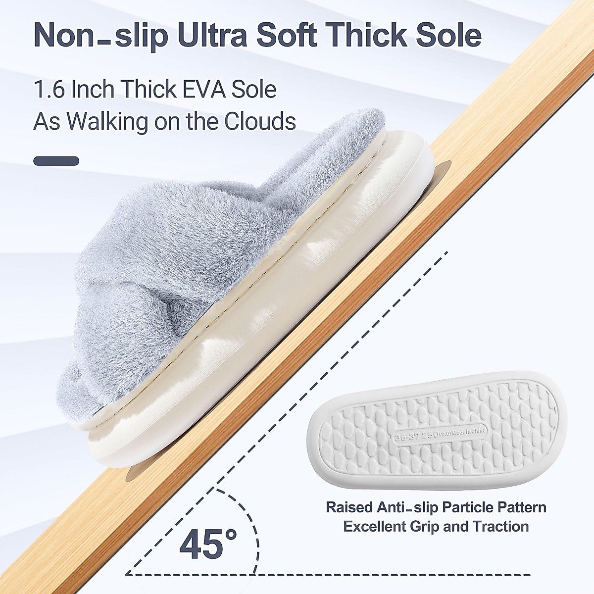 SOSUSHOE Womens Slippers House Slippers for Woman Fuzzy Slippers Platform Slippers Slippers for Women Indoor Fluffy,Grey