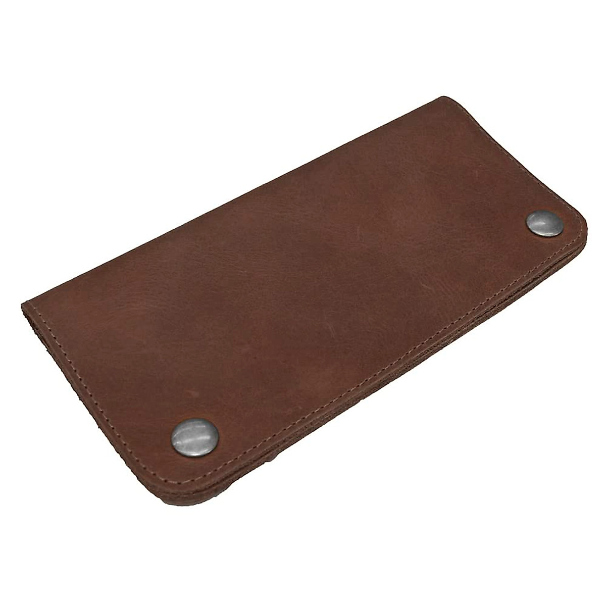 Hide & Drink, Double Snap Folio Wallet, Rectangular Flat Bill Holder with Card Slot, Night Bag, Travel Accessory, Full Grain Leather, Handmade, Bourbon Brown