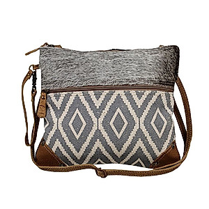 Myra Bag Minute Small & Cross Body Bag Upcycled Canvas, Rug, Leather & Cowhide S-2657