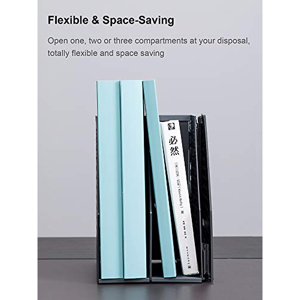 Leven Collapsible Magazine File Holder/Desk Organizer for Office Organization and Storage with 3 Vertical Compartments, Dark Grey,