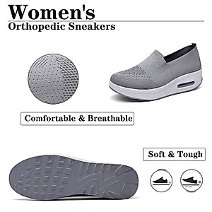 Women's Orthopedic Sneakers, Slip-On Light Air Cushion Orthopedic Sneakers, Womens Orthopedic Sneakers, 2023 New Women's Stylish Breathable Orthopedic Sneakers (Grey,7)