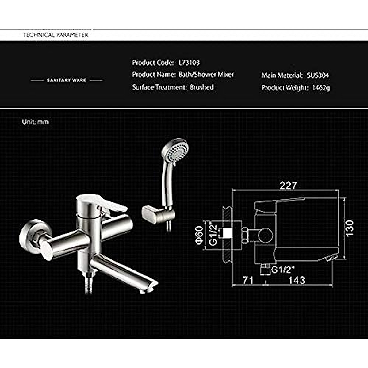 Kitchen Taps Stainless Steel Bathtub Faucet Bathroom Shower Hot and Cold Water Mixing Polished Brused Bathtub Faucets Tap