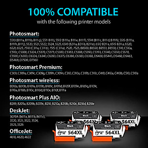 Smart Ink Compatible Ink Cartridge Replacement for HP 564XL 564 XL (4 Black Combo Pack) for Photosmart 6525 6520 7520 5520 7510 5510 7525 6515 6510 B210 C410 5514 B209 B209a C309 C309 OfficeJet 4620