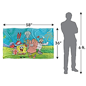 Spongebob Blanket, 36"x58" Spongebob Group Scene Silky Touch Super Soft Throw Blanket