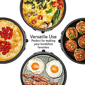 Electric Crepe Maker & Griddle -Easy to Clean Detachable Nonstick Cooktop - Cooks Crepes Bacon, Tortillas & Omelets - 12inch Cook Area with Adjustable Temperature - Includes Spatula & Batter Spreader