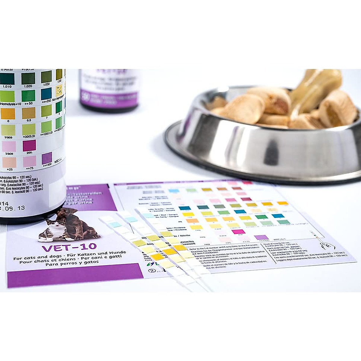 One Step Pet Urine Test Strips, 50 x Urinalysis Parameter Tests for Dogs, Cats, Vets & Animals. Accurate Testing for Veterinarians Detects UTI, Diabetes, Bladder, Kidney, Liver, SG, pH, Glucose