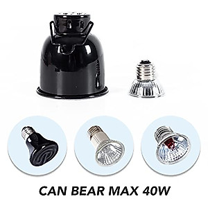 OIIBO Mini Reptile Heat Lamp, 40W Infrared Heat Spot Lamps with 4 Inch Deep Dome Reptile Light Fixture, Red Heat Light for Bearded Dragon Snake Reptiles Amphibians Small Animals