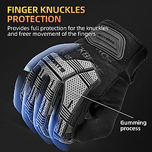 ROCKBROS Mountain Bike Gloves Dirt Bike Gloves Motorcycle Cycling Gloves with 6MM Gel Pad Touch Screen Knuckle Protection Gloves for BMX MX ATV MTB Racing Black-L
