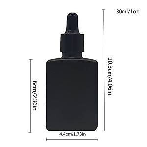 PimyRcyi Glass Bottle for Essential Oils,1 oz Small Empty Drop Bottle, 30ml Square Essence Glass Lab Dropping Serum Container (Matte black,12PCS)