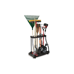 Rubbermaid Garage Tool Tower Rack, Easy to Assemble, Wheeled, Organizes up to 40 Long-Handled Tools/Rakes/ Brooms/Shovles in Home/House/Outdoor/Shed