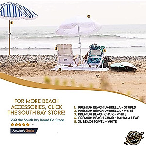 South Bay Beach Life™ - Large, Luxury Beach Umbrellas - Beach & Patio Umbrella with Custom Sand Anchor Versatility for Family/Friends - Flowing Tassels - UPF 50+ UV Protection - Include Carry Bags
