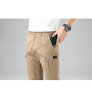 Plaid&Plain Men's Casual Cargo Joggers Sweatpants Chino Tapered Stretch Hiking Twill Pants with Pockets C803 DPK 34
