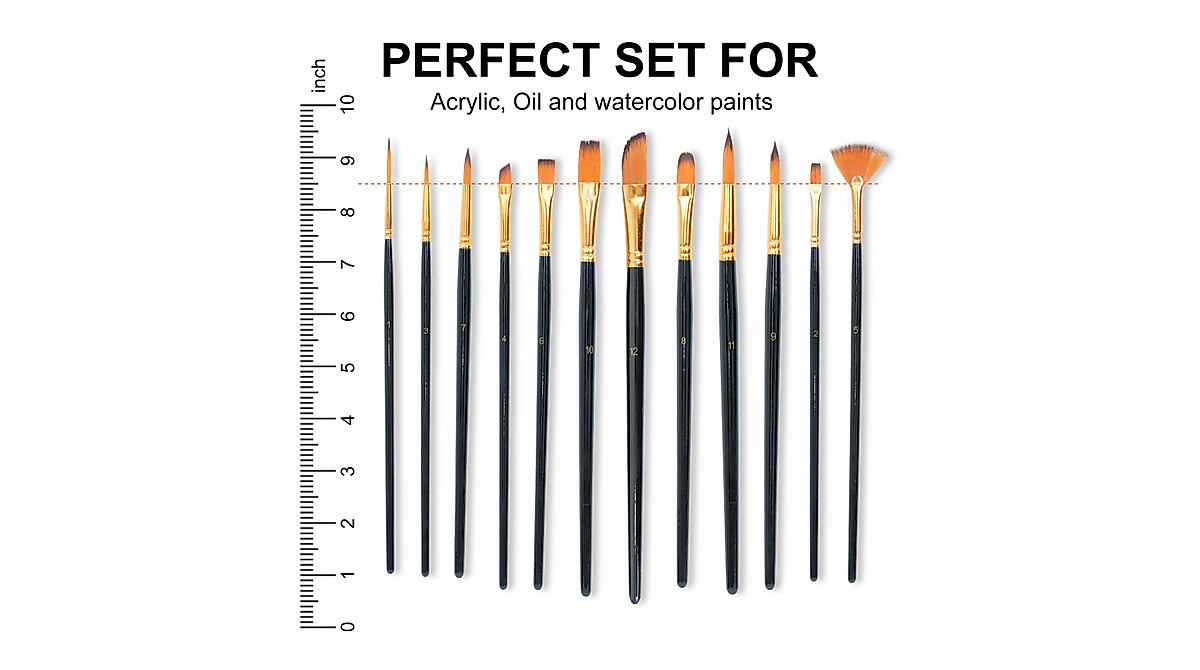 MAYYAYA 12-Piece Artist Brush Set for All Painting Needs