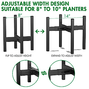 FIASON Adjustable Metal Plant Stand - Plants Holder Fits for 8-14 Inches Planter Flower Pots Indoor Outdoor ( Pot & Plant Not Included) -1 pack