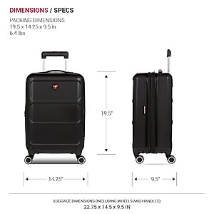 SwissGear 8090 Hardside Expandable Luggage with Spinner Wheels, Black, Checked-Large 28-Inch