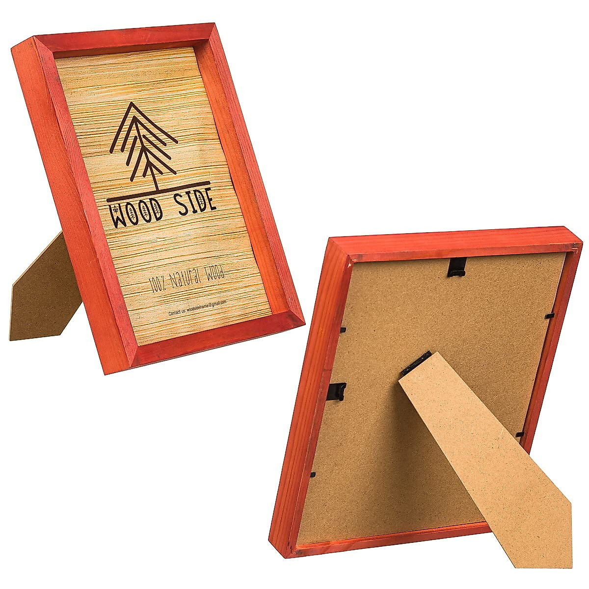 Red Wooden Picture Frame 11x14 - Natural Rustic Solid Wood Thick Borders, Wall Mount and Table Top Display