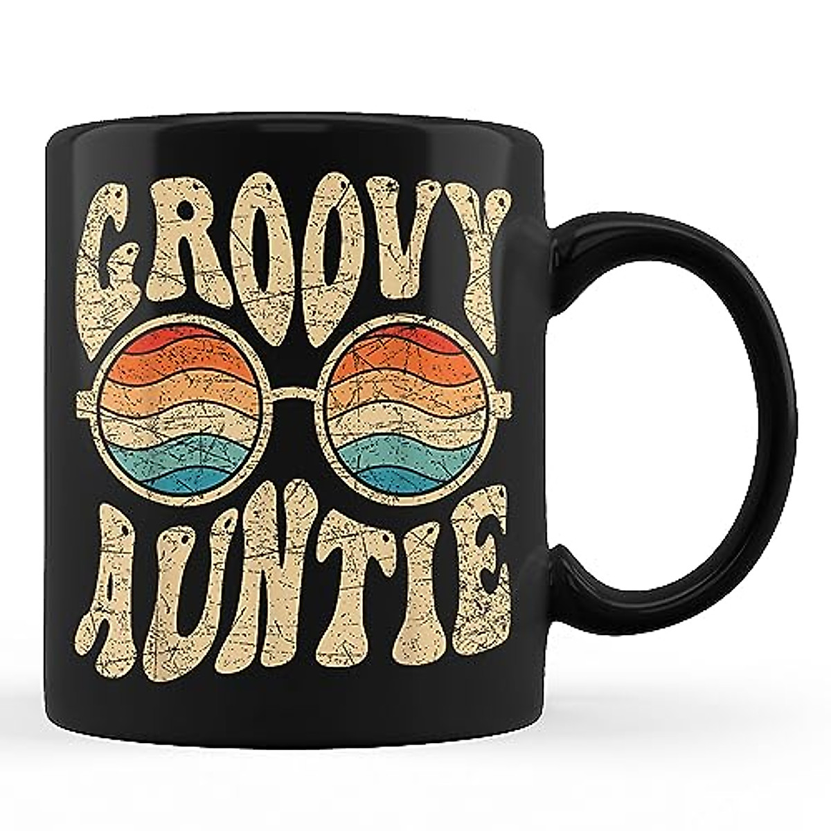 TUANDANG GOOD DEAL Groovy Auntie 70s Aesthetic Nostalgia 1970's Retro Aunt Black Coffee Mug 11oz…
