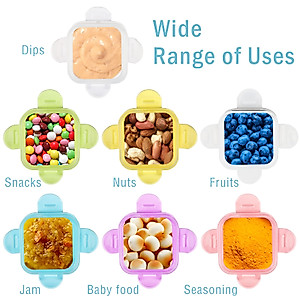 TPNB 7 Pcs Dressing Containers for Lunch Box,2.11oz Small Condiment Containers with Lids Leakproof Reusable Salad Dressing Container To Go for Adults Kids Lunch Box Picnic Travel, 60 ML