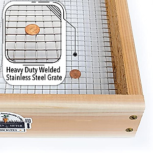 Raw Rutes Cedar Garden Sifter for Compost, Dirt and Potting Soil - Made in The USA - Sustainable Cedar - Heavy Duty Stainless Grate (Hand Held Garden Sifter)
