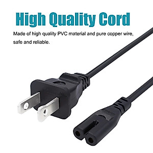 Power Cord for Xbox One 1 S 500G 1TB 8Ft 2 Prong Power Cord Replacement AC Cable