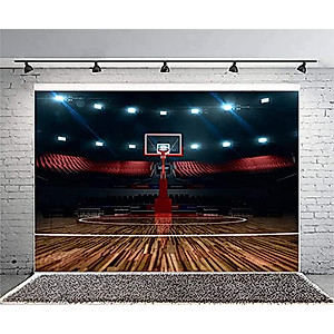 Flowerstown Basketball Court Backdrop Washable Polyester Backdrop, Basketball Backdrop for Birthday Parties Sports backdrops for Photography Decorations Living Room Studio Background 7x5ft FT004