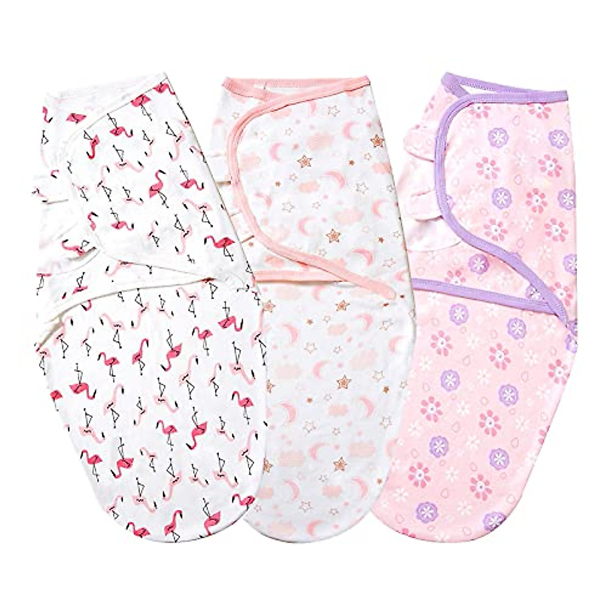 Ourcan Baby Swaddle Blankets for Boy Girl 0-3 Months 3-6 Months, Newborn Swaddle Adjustable Infant Wraps 3-Pack, 100% Combed Cotton, Large Size